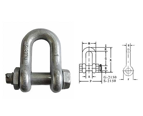 Safety Chain Bolt Type Anchor Shackle 5/8 Small D Ring